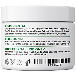 Truganic Premium Hemp Relief Cream 500,000,000-Powerful Soothing Hemp Cream for Back, Muscle, Joints, Skin Care