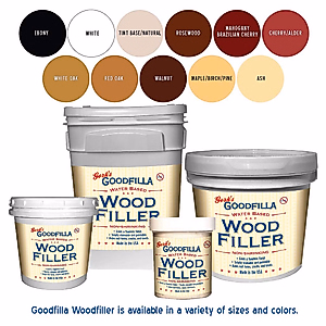 Water-Based Wood & Grain Filler - White - 8 oz By Goodfilla | Replace Every Filler & Putty | Repairs, Finishes & Patches | Paintable, Stainable, Sandable & Quick Drying