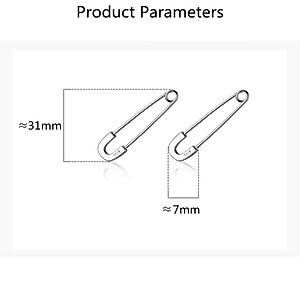 Cute Sterling Silver Safety Pin Small Hoop Earrings for Women Girls Men Minimalist Geometric Cartilage Huggie Sleeper Hoops Hypoallergenic 14K Gold Plated Personalized Jewelry (Silver 22mm)