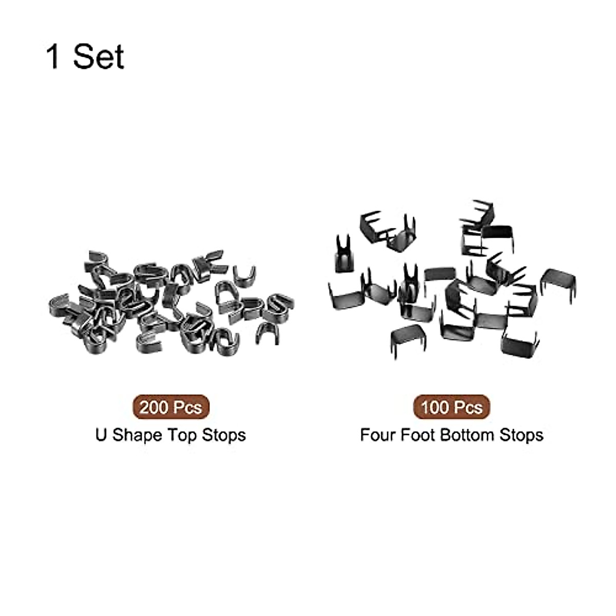 uxcell #5 Zipper Slider Retainers Kit, 200Pcs Top Stoppers & 100Pcs Bottom Stops for Bags Coats Jackets Closed-end Zippers Replacing, Metallic Black