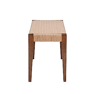 Powell Furniture Linon Patty Wood and Rope Dining Bench in Brown