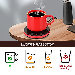 Gormazul Smart Coffee Warmer for Desk 8 Hours Auto Shut-Off Coffee, 3 Temperature Settings, Timing Setting Shut Off After 1-12 Hours Feature, Electric Cup Warmer for Coffee,Tea (Red-NOT Cup)