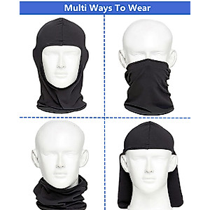 Balaclava Ski Mask Face Cover Full Head Mask Windproof Sun UV Protection Outdoor Sport Skiing Scarf Cycle Cap Men Women, 2 PCS (Black)