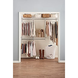 Rubbermaid Configurations Classic Closet Kit, White, 3-6 Ft., Wire Shelving Kit with Expandable Shelving and Telescoping Rods, Custom Closet Organization System, Easy Installation