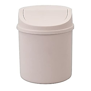 Lesbin 2 L Plastic Mini Desktop Trash Can with Swing Lid, Tiny Swing Top Garbage Can, Pink