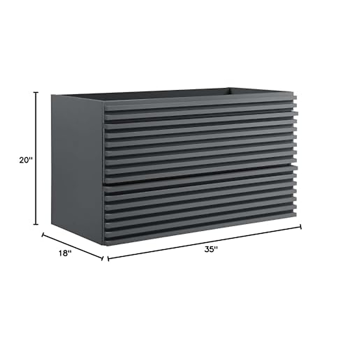 Modway Render 35" MDF Wood Wall-Mount Bathroom Vanity Cabinet in Gray