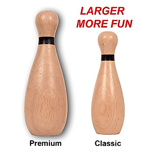 NI-ROU Outdoor Giant Lawn Bowling Games Wooden Lawn Set Fun Sports Games Outside or Indoor for Family Adults and Kids Backyard Skittles Carrying Bag with 10 Pins and 2 Balls