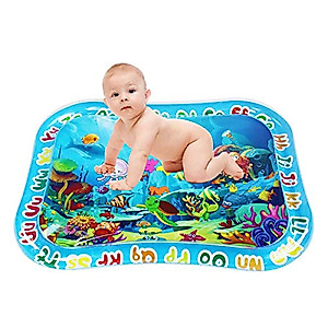 SUNSHINE-MALL Baby Play Water mat, Tummy Baby Toys with BB Call, Fun Early Development Activity Play Center for Newborn (100 x 80 cm), Blue