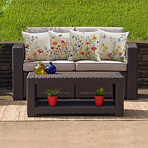 Mimkus Outdoor Waterproof Throw Pillow Covers 18x18 Set of 4 Spring Summer Floral Decorative Pillow Covers for Outdoor Couch Sofa Patio