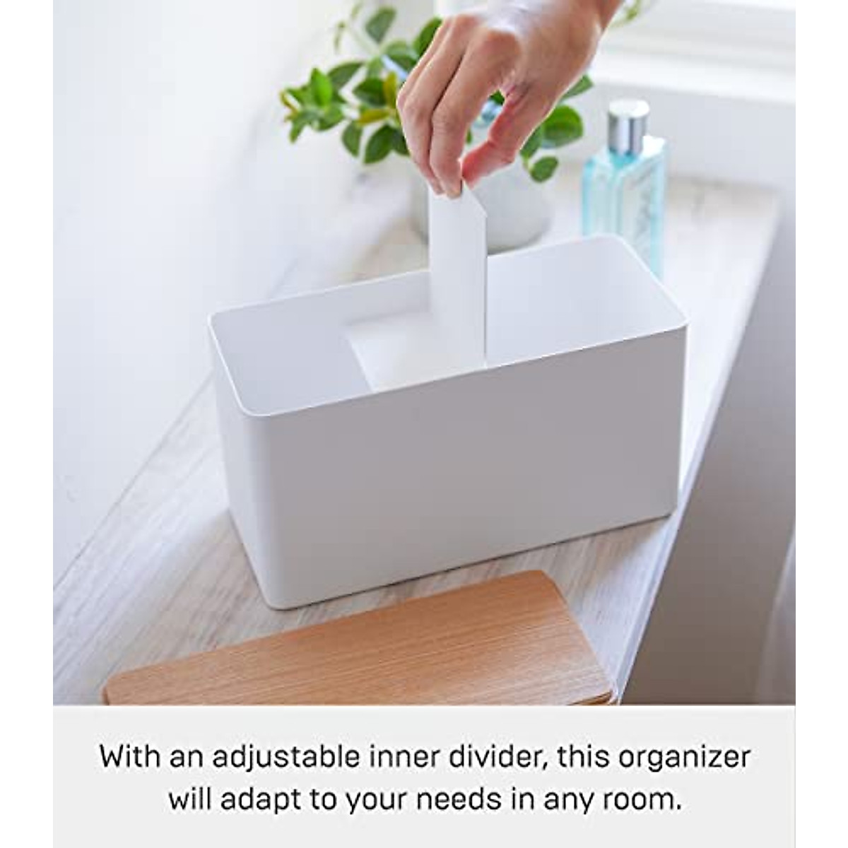 YAMAZAKI Countertop Organizer Home | Steel + Wood | Storage Case, One Size, White