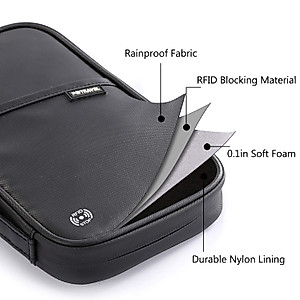 VanFn RFID Travel Passport Wallet, Family Passport Holder, Trip Document Organizer P.Travel Series (Nylon - Black)
