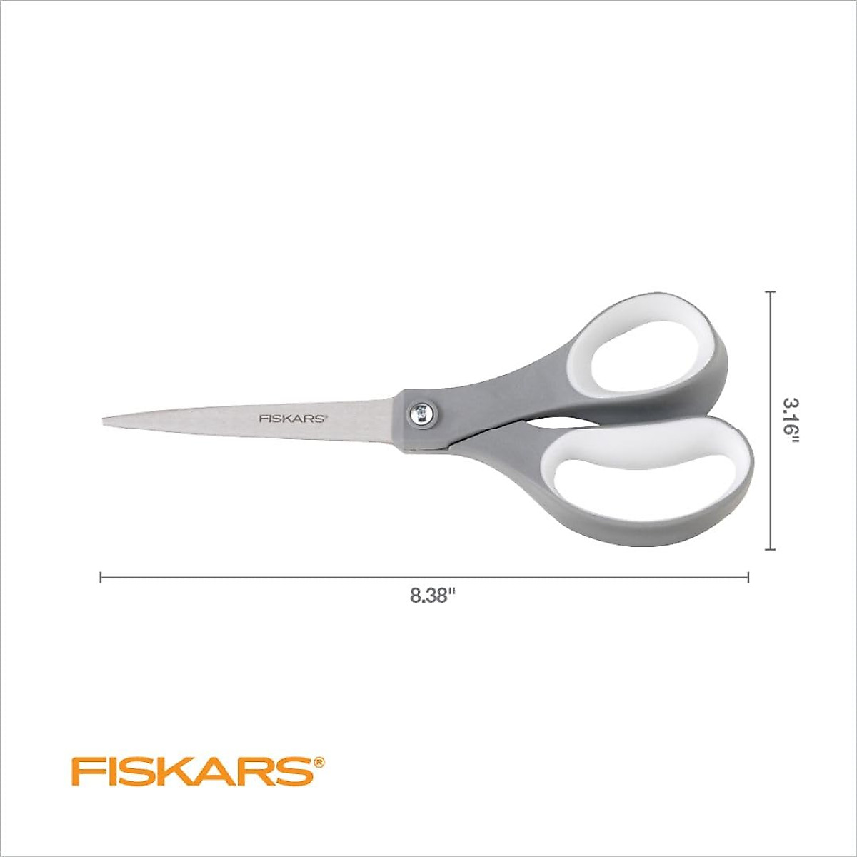 Fiskars 01-004761J Softgrip Scissors Straight Stainless Steel, 8 Inch,Gray