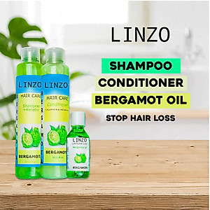 LINZO Bergamota Shampoo, Conditioner and Oil pack for hair growth to stop hair loss. grow hair