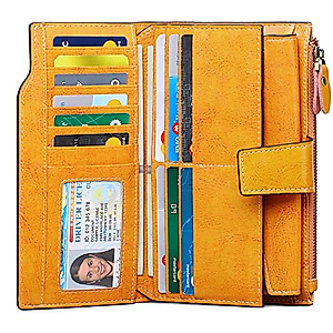 SENDEFN Women Leather Wallets RFID Blocking Clutch Card Holder Ladies Purse with Zipper Pocket