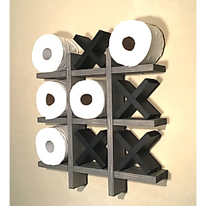 Tic Tac Toe Toilet Paper holder- COMPACT DESIGN - Handmade- No Assembly Required