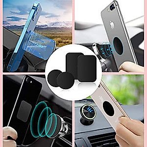 Pau1Hami1ton Adhesive Thin Metal Plates(Compatible with Magnetic Mounts),4 Piece Metal Plates for Phone Case,Metal Plate for Car,Metal Plates for Phone(2 Rectangle and 2 Round) S-07N (Black)