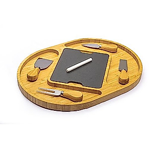 Taoware Bamboo Serving Platter with Cheese Knives for Charcuterie Board Premium Cheese Board for Housewarming Gift Practical Trays for Serving Food