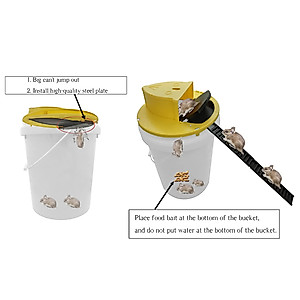 Upgraded 5 Gallon Bucket Lid, Bucket Lid Mouse Trap Trapdoor Style, Indoor and Outdoor, Reusable 5 Gallon Bucket Lid, No Bucket (Yellow)