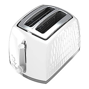 BLACK+DECKER TR1250WD Honeycomb Collection 2-Slice Toaster with Premium Textured Finish, White