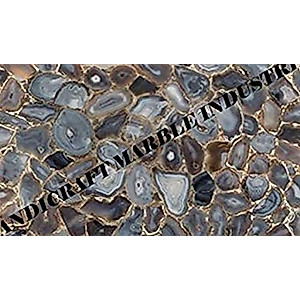 Natural Grey Agate Stone Round 24" x 24" Inch Coffee Table Top, Grey Agate Stone Round Centre Table Top, Gemstone Quartz, Customized Agate Stone Table Top, Piece Of Conversation, Family Heir Loom