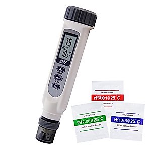 TEKCOPLUS Digital pH Meter Monitor Sensor Tester Pen Waterproof 0~14 Temperature Measurement High Accuracy Tests Water Aquarium Swimming Pool Hydroponics Plants