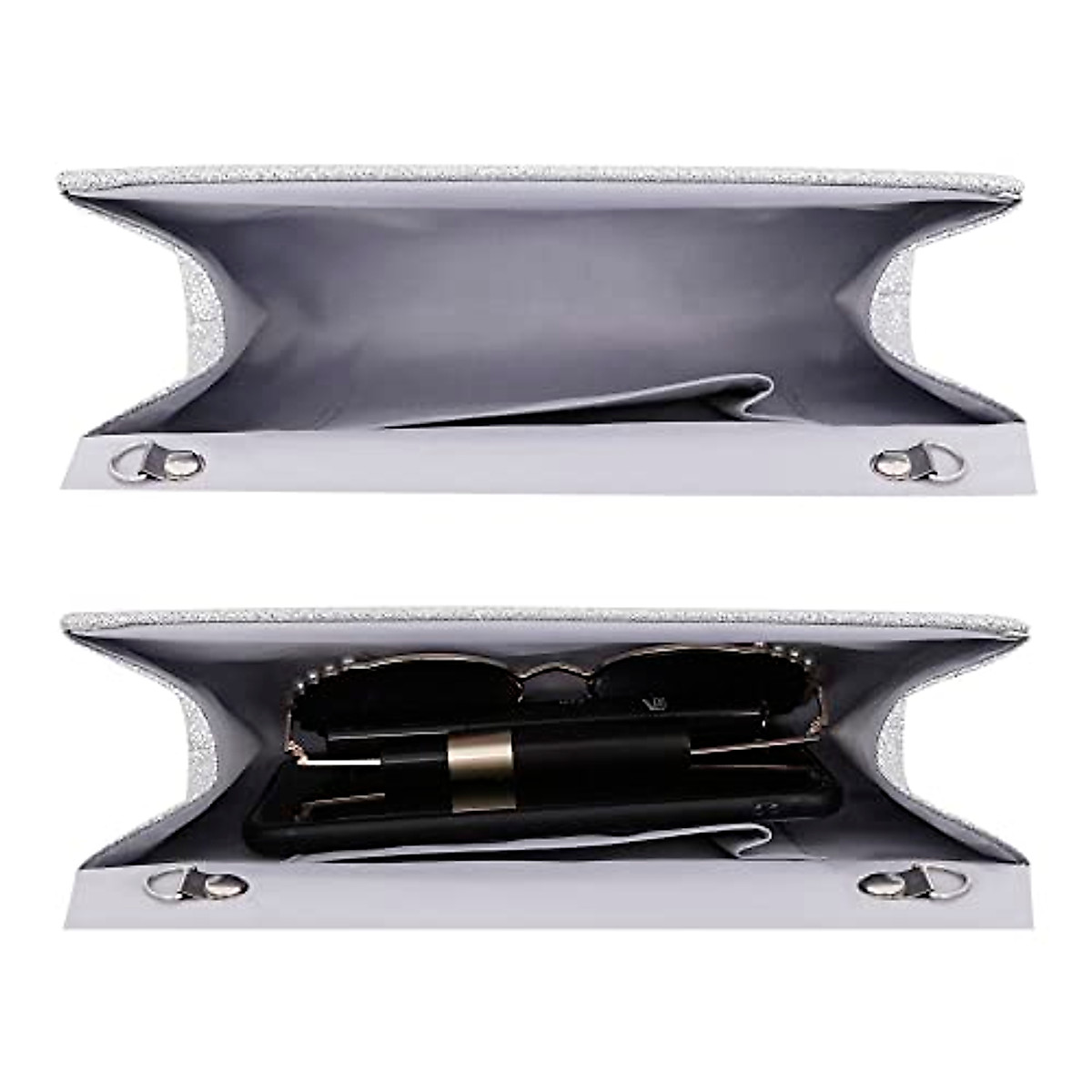 Gabrine Womens Shiny Sequins Evening Bag Envelop Bag Handbag Clutch Purse for Wedding Party Prom(Grid Silver)