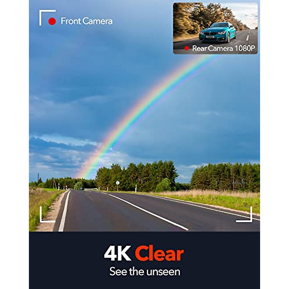 REDTIGER Dash Cam Front Rear, 4K/2.5K Full HD Dash Camera for Cars, Free 32GB SD Card, Built-in Wi-Fi GPS, 3.18” IPS Screen, Night Vision, 170°Wide Angle, WDR, 24H Parking Mode