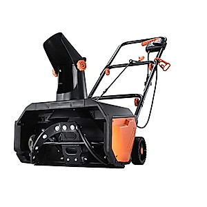 Kapoo Snow Thrower, Electric Snow Blower 18 Inch , 13 Amp, Steel Auger, Black & Orange, 180° Rotatable Chute and Overload Protection, bb19