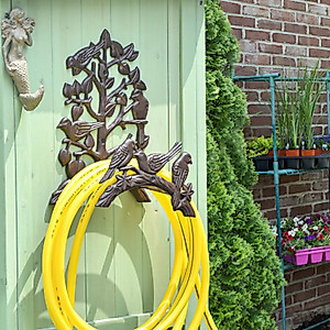 Sungmor Heavy Duty Cast Iron Hose Holder,Garden & Yard Decorative Birds Wall Mounted Hose Butler,Water Pipe Holds,Rack,Hanger,Antique Wall Decorations