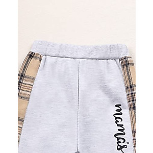 Yoxindax Toddler Baby Boy Clothes Outfits Plaid Bear Long Sleeve Hoodie Sweatshirt Patchwork Pants Spring Clothes for Boys(2-3t)