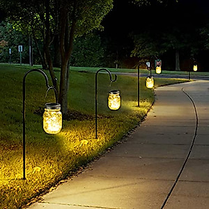 Mlambert Mason Jar Solar Lights 30 LEDs, 6 Pack Hanging Solar Lights Outdoor, Waterproof Fairy Lights Solar Lanterns for Patio Garden, Hangers and Jars Included- Warm White