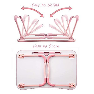 Foldable Bed Table for Laptop, Laptop Desk Table Stand, Laptop Bed Tray Table with Storage Drawer, Notebook Stand Lap Desk for Writing Reading Eating, Portable Laptop Table for Bed Sofa Floor