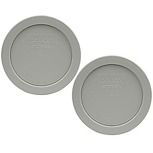 Pyrex Bundle - 2 Items: 7200-PC 2-Cup Jet Gray Plastic Food Storage Lids Made in the USA