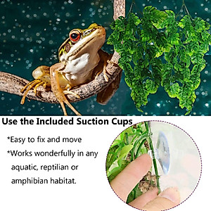 Hamiledyi Fake Plant Reptile Tank Hanging Plants with Suction Cup 3pcs Leaves Vines for Reptile Tank Bearded Dragons,Lizards,Geckos,Snake and Hermit Crab Tank Habitat Decorations 30 Inches Green