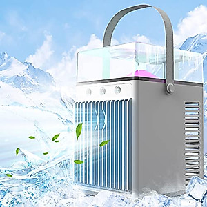 2023 New SXhyf Portable Air Conditioner, Evaporative Air Cooler Pro 3 in 1, Rechargeable Portable AC with 3 Wind Speed & Night Light, Portable Air Cooler, Desk Fan for Home Room Desktop Camping