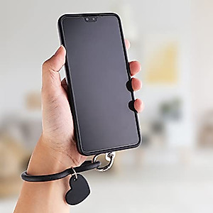 TIESOME Heart Loop Phone Lanyard, Smart Phone Hand Wrist Lanyard Strap with Key Chain Holder Compatible with Most Smartphones for Cell Phone Case Keys ID Badges with 2packs Back Patch(Black)