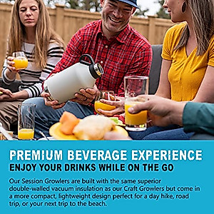 DrinkTanks - Session Growler, Tumbler with Handle, Passivated Stainless Steel Growlers for Beer, Leakproof and Vacuum Insulated Beverage Tumbler, Soda, Wine, Coffee, 32 Oz, Glacier