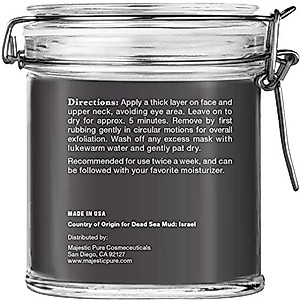 MAJESTIC PURE Dead Sea Mud Mask with Lavender Oil - Natural Face and Skin Care - Helps Reducing Pores and Appearances of Acne and Blackheads - Soothing, Therapeutic, and Nourishing - 8.8 oz