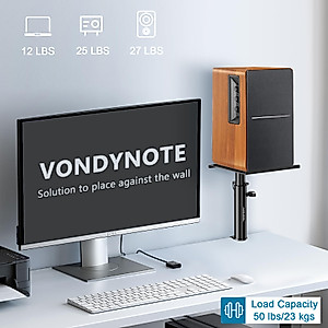 Vondynote Set of 2 Studio Monitor Stands Desktop Speaker Stands Height Adjustable 12" to 18" Speaker Stands with Desk Clamp