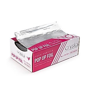 Crystal by Crystalware Aluminum Foil Sheets - Precut Foil Sheets - Pop Up Foil Sheets for Storing, Cooking Food - Premium Aluminum Foil Wraps - Single Foil Sheets 9" x 10.75" - 500 Sheets