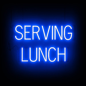 SpellBrite SERVING LUNCH Sign for Restaurants | Brunch-Related Signs with Neon Look, Blue LED Light | 25.5" x 15.0"