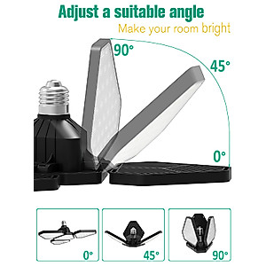 STODER Garage Lights Ceiling LED Adjustable Angles 120W 12000 Lumens 6500K Daylight Deformable Garage Ceiling E26/E27 Light Suitable for Garage Shop Basement Workshop (2Pack)