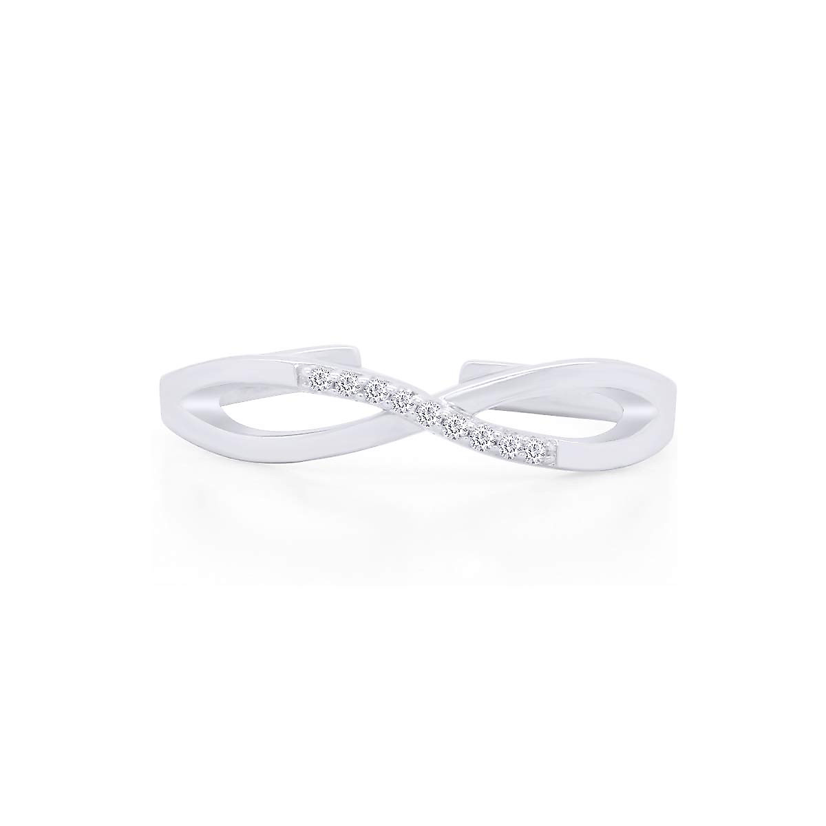 14k White Gold Over Sterling Silver White Natural Diamond Accent Infinity Toe Ring Adjustable