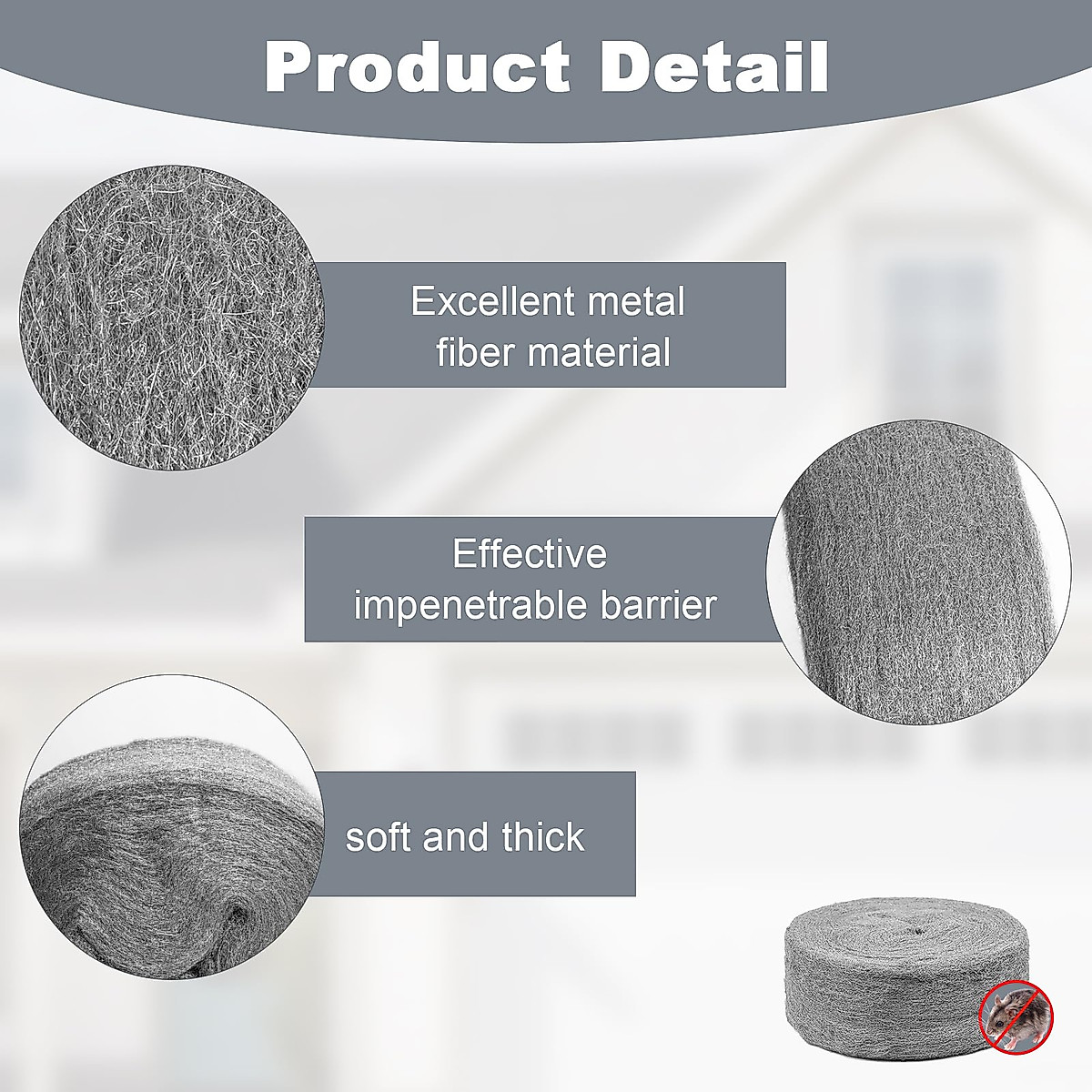 Stainless Steel Wool, Steel Wool Fill Fabric Roll, Gap Blocker Coarse Wire Hardware Cloth DIY Kit for Holes, Wall, Garden, Kitchen, Pipeline in Garage (20FT)