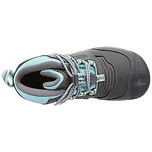 KEEN Ridge Flex Mid Height Waterproof Leather Hiking Boots, Grey/Blue Tint, 2 US Unisex Big Kid