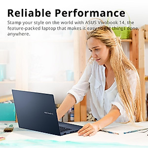 ASUS Vivobook 14" FHD Business Laptop, Intel Core i5 1235U, 16GB RAM, 512GB PCIe SSD, Iris Xe Graphics, Backlit Keyboard, Fingerprint Sensor, HD Camera, WiFi 6, Win 11 Pro, Blue, 32GB Hotface USB Card