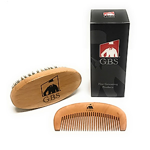 G.B.S Men's Oval Wood Handle Boar Bristle Brush, Beard Comb, Wooden beard comb, Ideal Choice for Men- Professional beard brush for super-stylish beard