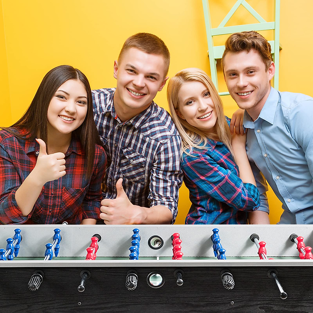 GYMAX 48” Foosball Table, Arcades Soccer Game Table for Multiplayer with 2 Balls, Score Keepers Wooden Competition Sized Foosball Table for Adults and Kids (Black)