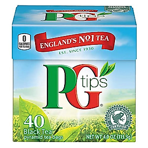 Pg Tips Premium Black Tea For a Classic Caffeinated Beverage,Pyramid Black Tea Bags,40 Count (Pack of 6)