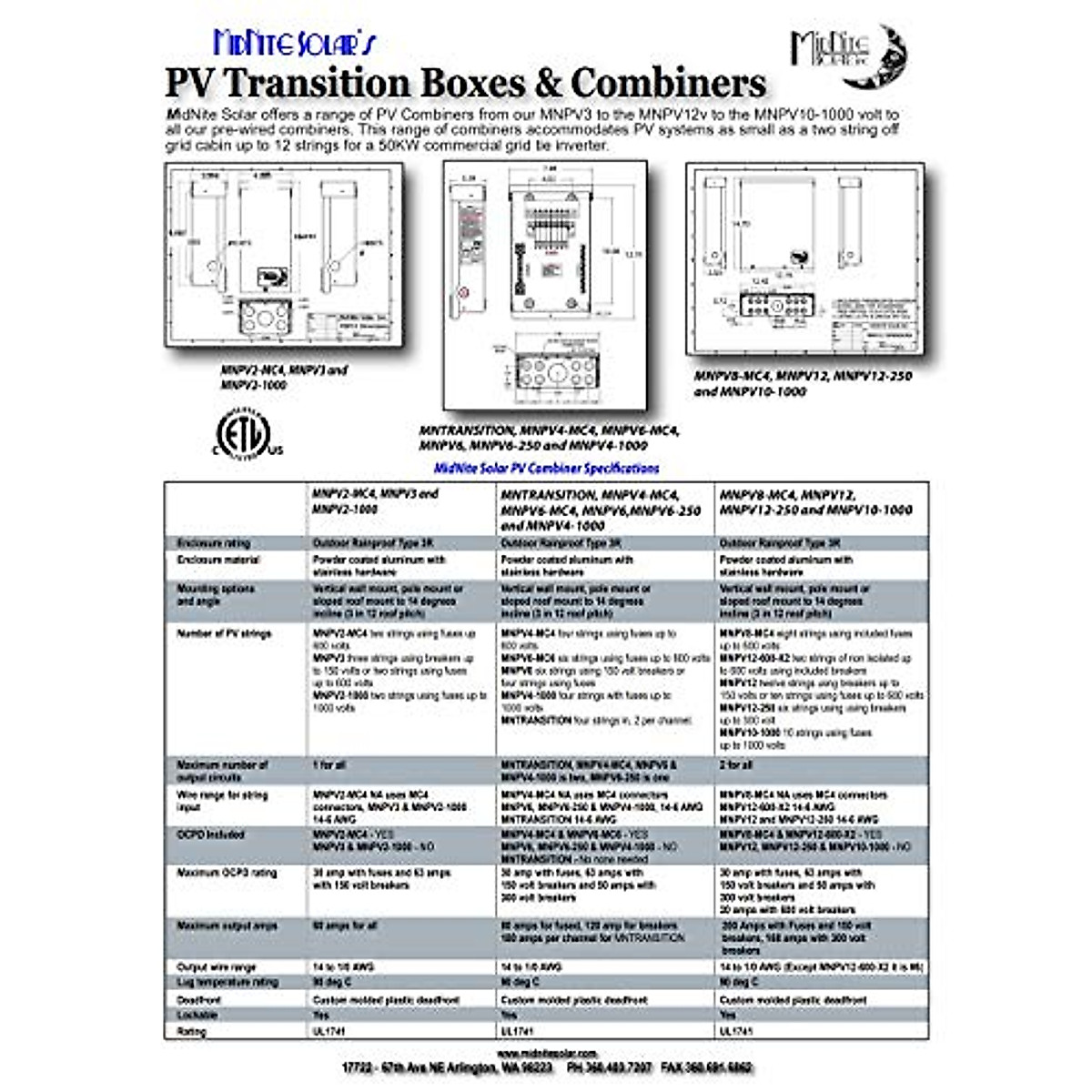 MidNite Solar MNPV6-250 Combiner Box